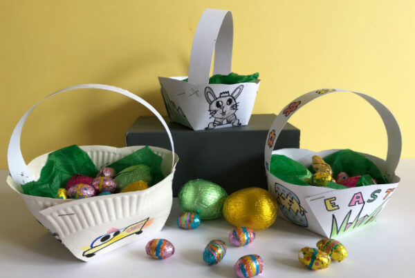 Easy-Peasy Paper Plate Easter Baskets – The Bear & The Fox
