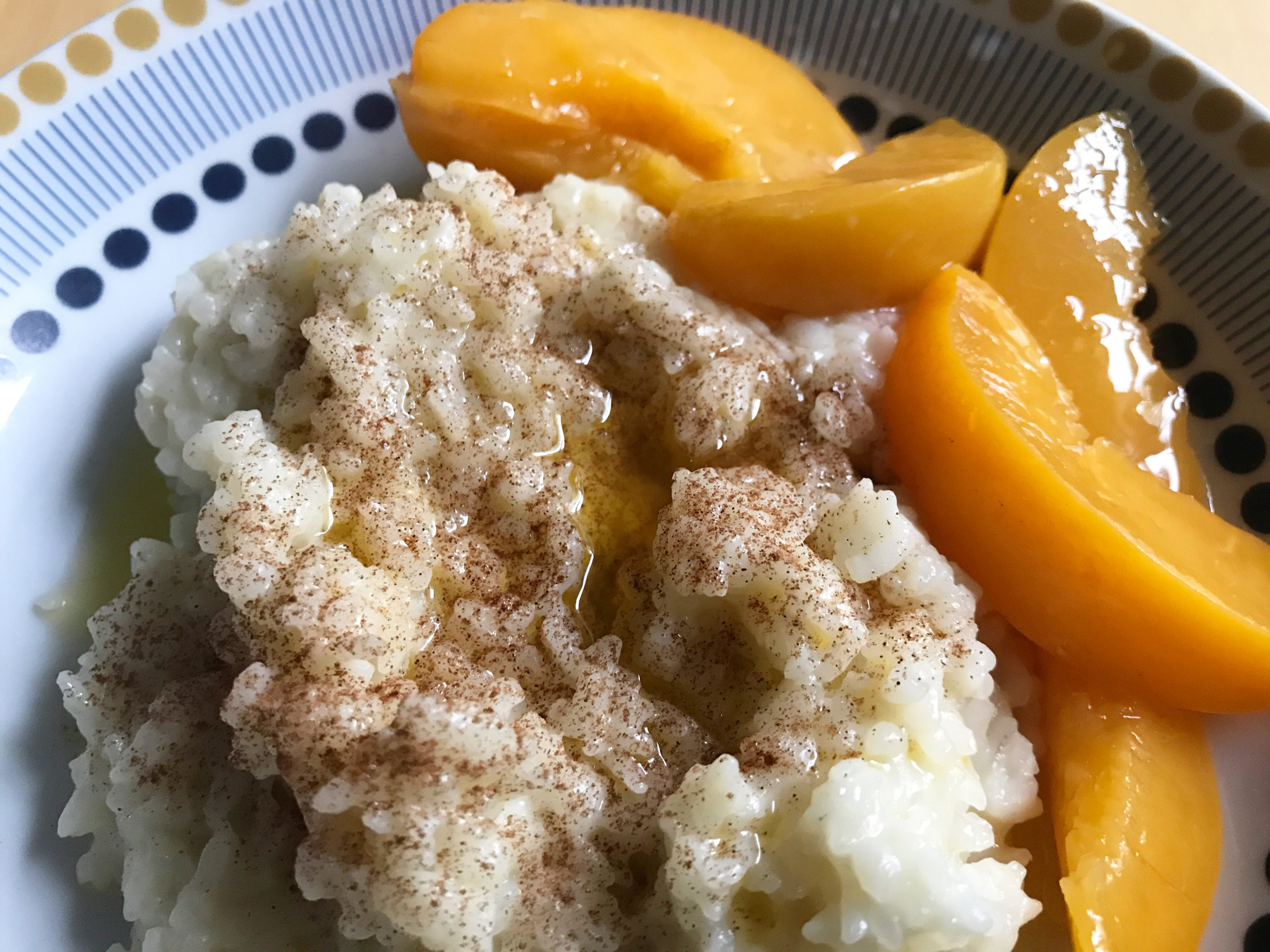 Milchreis Rice Pudding with peaches – The Bear & The Fox