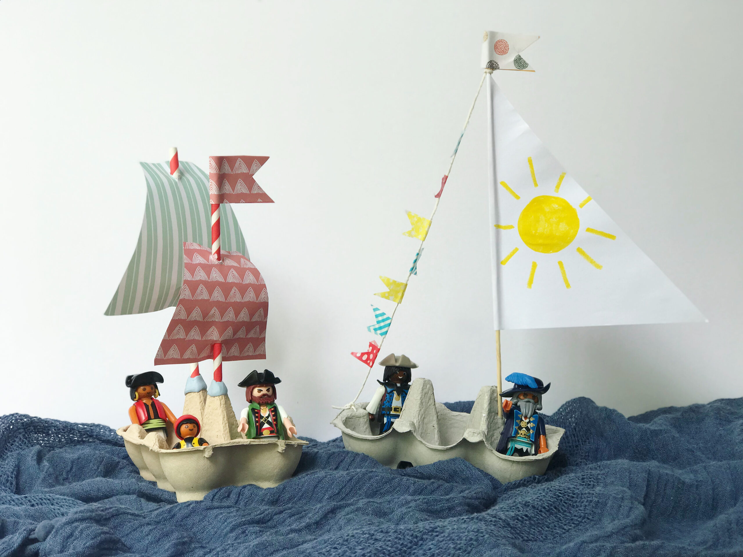 Recycled Egg Carton Boats Two Types of Sail with Pirates – The Bear ...