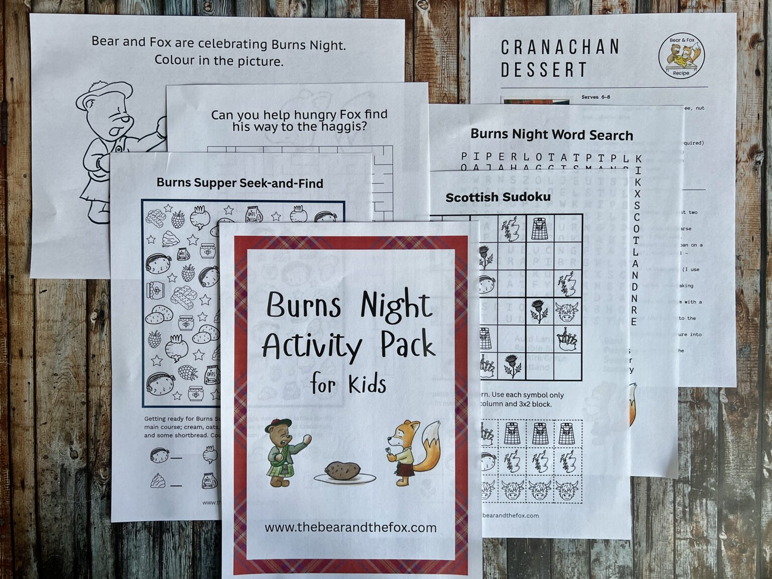 Free Burns Night Printable Activity Pack for Kids (updated) – The Bear ...