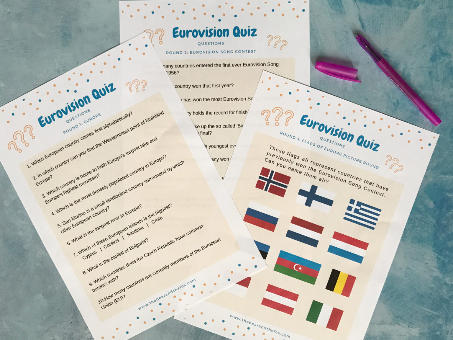 Free Eurovision Printables & Party Ideas – The Bear & The Fox