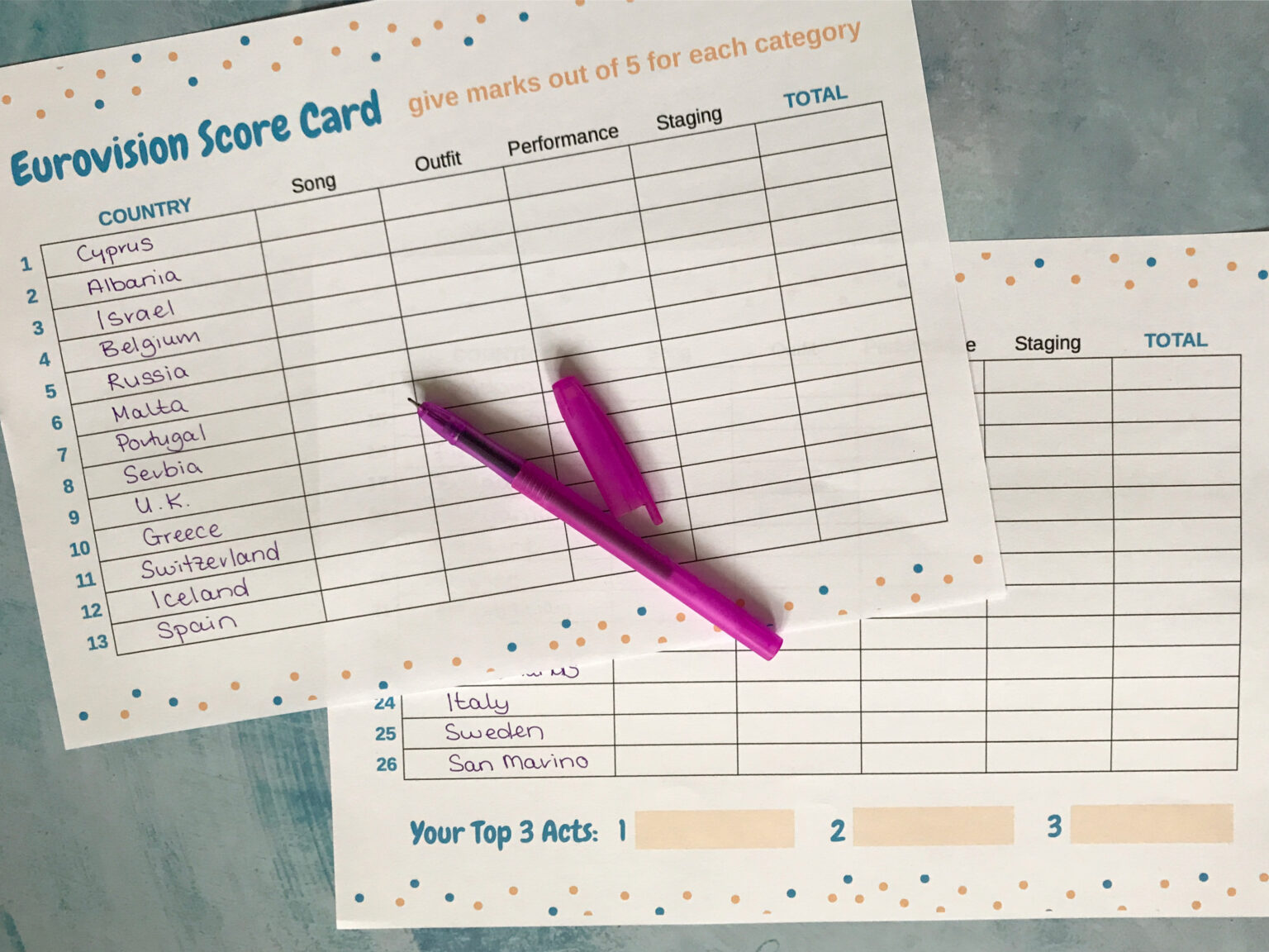 Free Eurovision Printables & Party Ideas – The Bear & The Fox